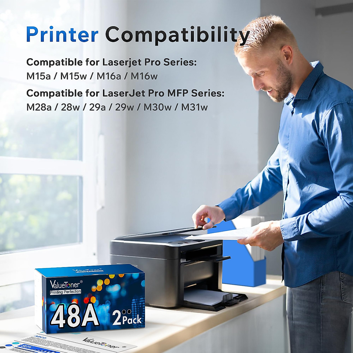 Valuetoner Compatible Toner Cartridge Replacement for HP 48A Toner Cartridge Black CF248A 248A Used for Pro M15w M16a M15a M16w MFP M31w M30w M29w Laser Printer (Black, 2 Pack)