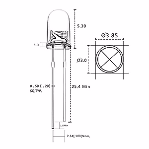 Brilinker 50 Pcs 3mm LED Light Emitting Diodes Bulb LED Lamp- Clear and Transparent DC 6V-13V 20mA with Resistance- DIY Science Project Electronics Components Lighting Kit (Yellow)
