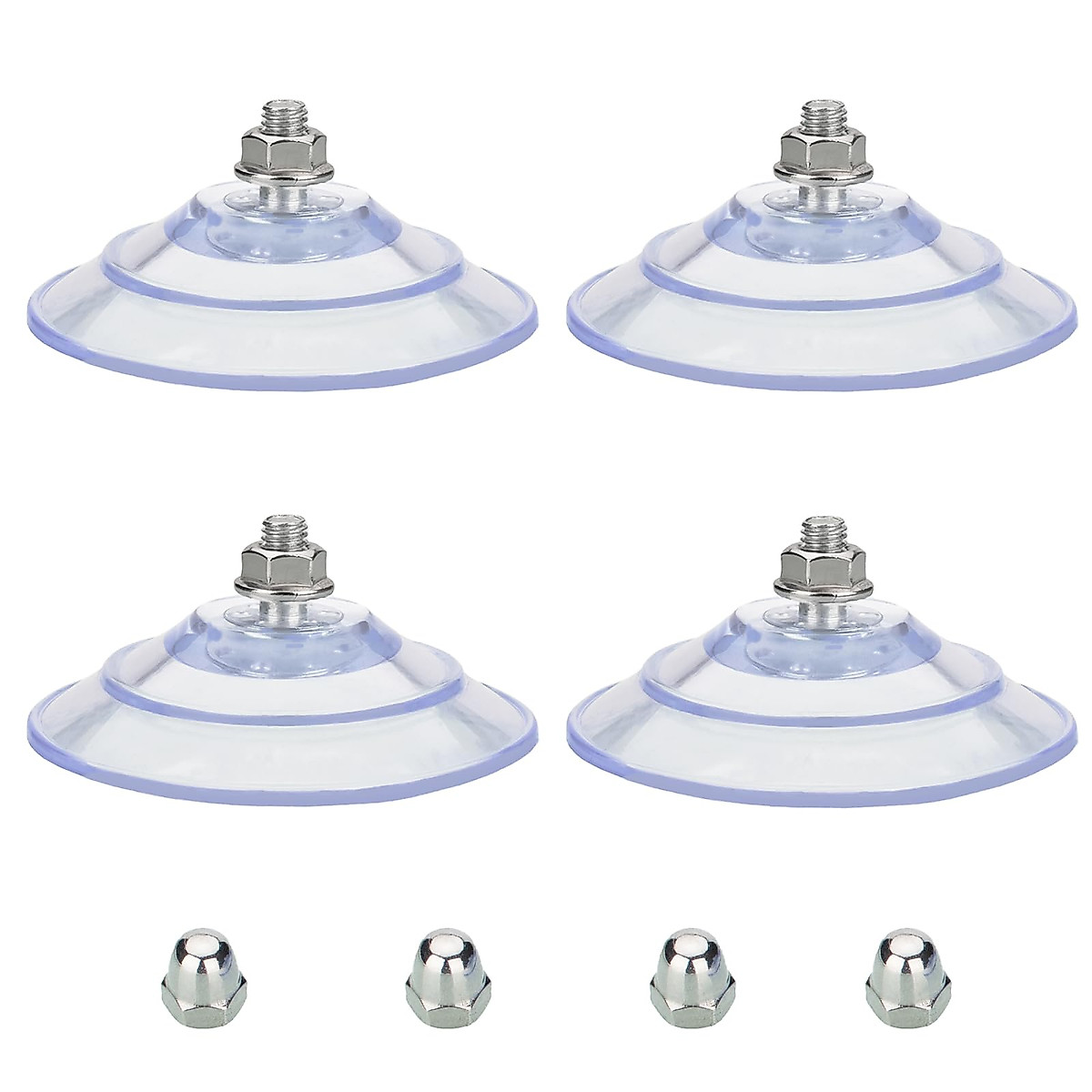XJKJ M8 x 15 4 Pcs Large Suction Cup Set of rsuction Cup Screw Thickened Suction Cups, Transparent PVC Suction Cups, with nut Screws, Super Strong Adhesive Glass Suction Cup Bracket