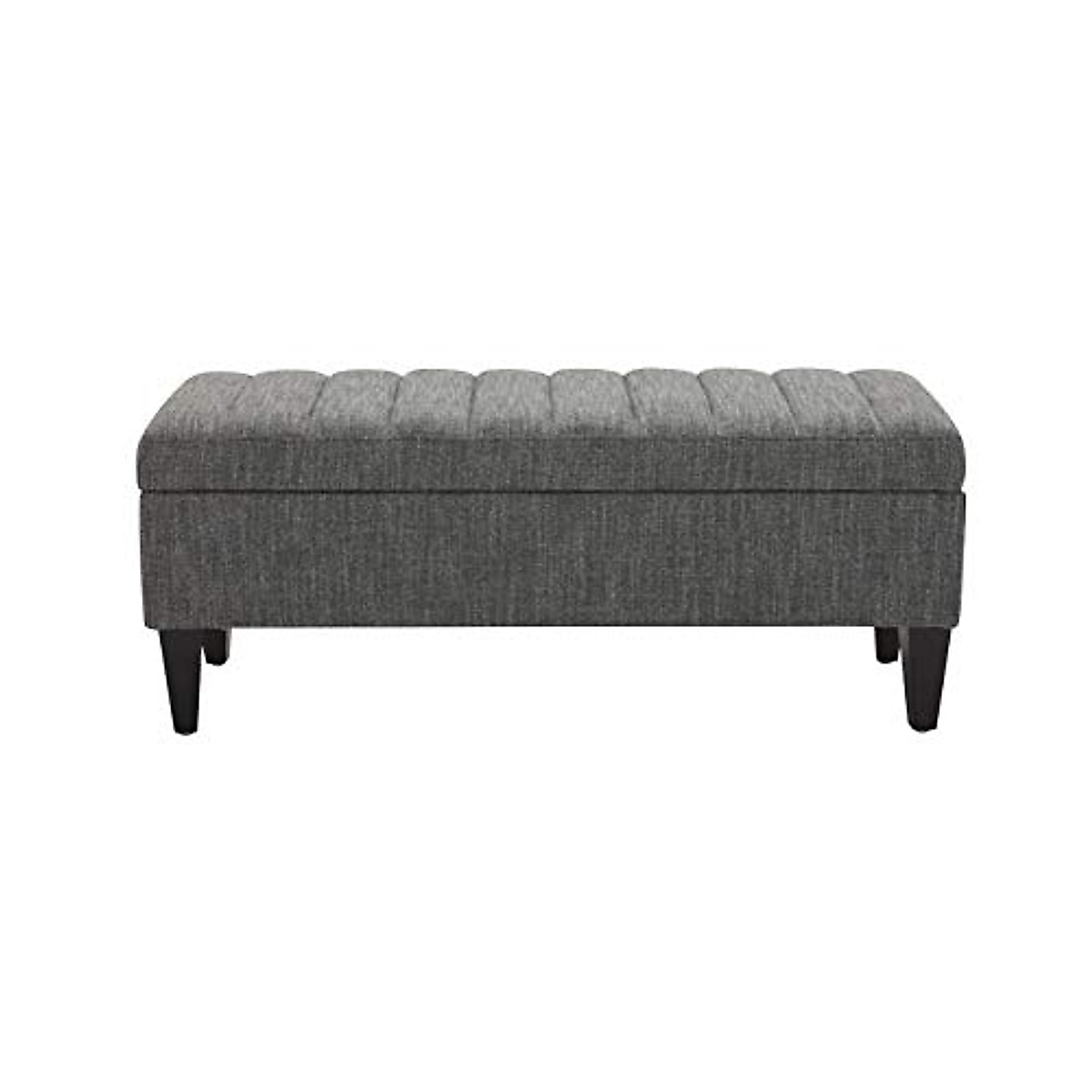 Amazon Brand – Rivet Maple Channel Tufted Upholstered Rectangular Storage Ottoman with a Soft-Close Hinge, 45.3"W, Dark Grey