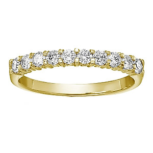 Vir Jewels 1/2 carat (ctw) Diamond Wedding Anniversary Band for Women, Round Diamond Engagement Ring 14K Yellow Gold 10 Stones Prong Set 0.50 cttw I1-I2, Size 8