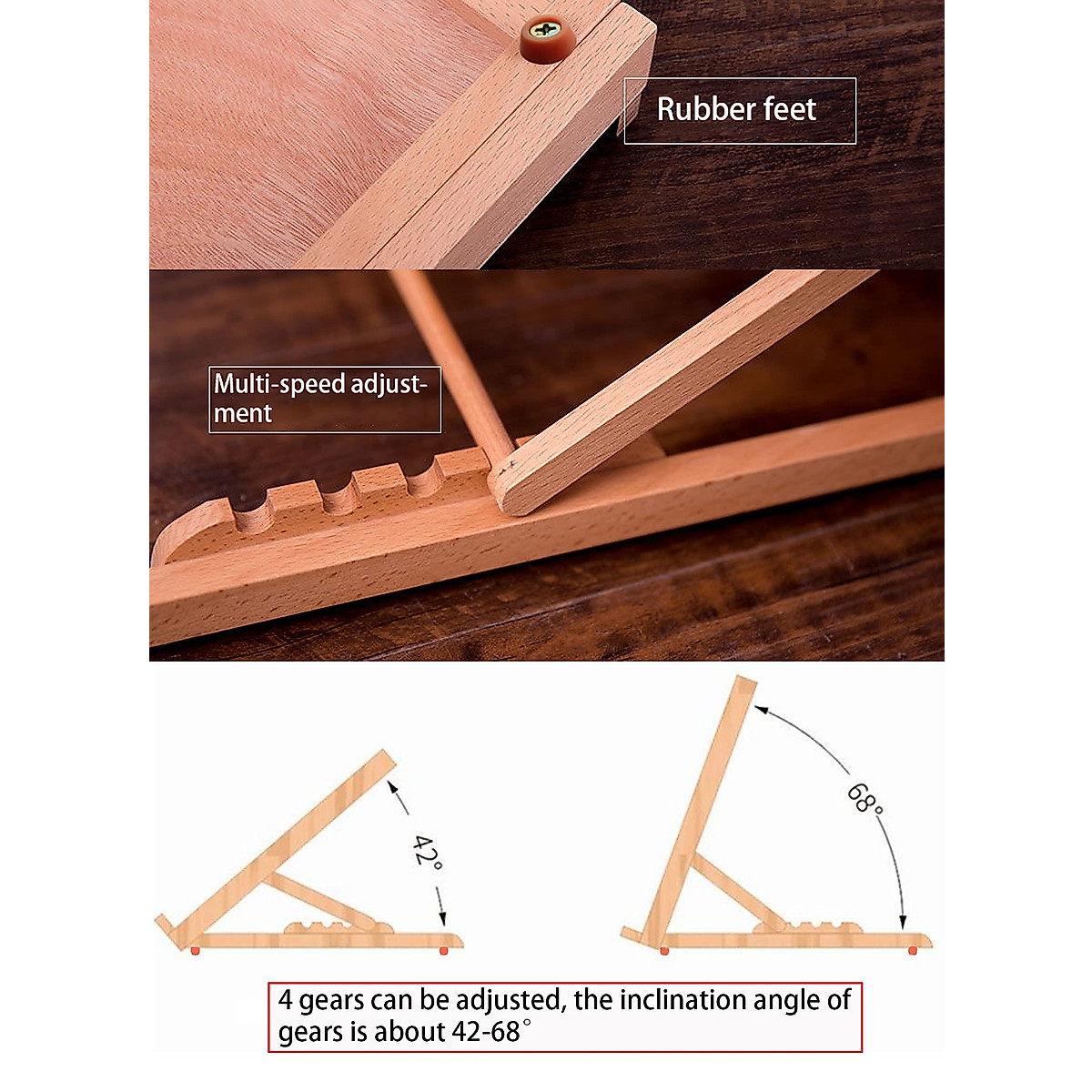 Desktop Drawing Sketching Easel, A3 Desk Easel, Drawing Board, 4-Position Adjustable Table Easel Painting Board for Artists, Children, Beginners