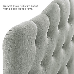 Modway Annabel Tufted Button Linen Fabric Upholstered Queen Headboard in Gray