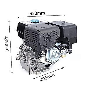 Gas Engine, 420CC 15 HP 4 Stroke Gasoline Motor Engine Recoil Start 3600RPM Go Kart Motor Iron Camshaft, Engine OHV Pull Start Single Cylinder Garden Tool Gas Motor (Black)
