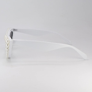 FUPRECIOUS Pearl Cat Eye Sunglasses Womens Cute Fashion Trendy Eyewear