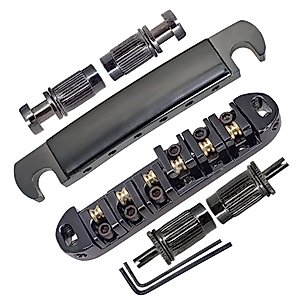 JD.Moon Roller Saddle Bridge ABR-1 Tune-o-matic Bridge Tailpiece Bridge For Les Paul Guitar (Black)
