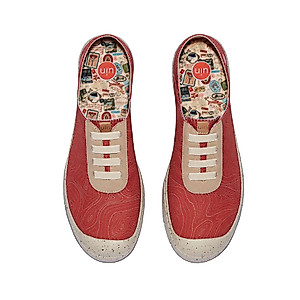 UIN Women's Fashion Sneakers Lightweight Walking Casual Slip Ons Comfortable Canvas Art Painted Travel Shoes Cadiz Ⅶ Burnt Ochre (9.5)