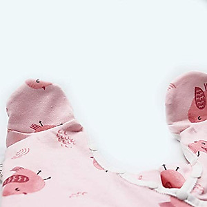 COBROO 2-Pack Baby Girl Footies Pajamas with Mittens 100% Cotton Lucky Birds Baby Girl Pajamas Set 0-3 Months