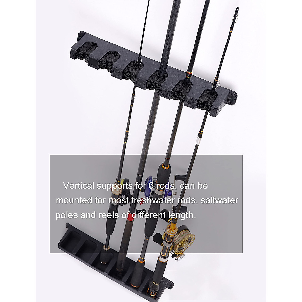 Ducurt Fishing Rod Holders Vertical Rod Rack, Fishing Pole Holders for Garage, Wall, Ceiling Rod Stand, Black