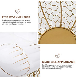 BESPORTBLE 1pc Portable Storage Basket Containers for Food Egg Gathering Restaurant Container Ceramic Egg Storage Basket Retro Decor Old Bread Iron Basket White Office Cover Ceramic