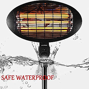 NaoSIn-Ni Electric Garden Patio Heater,Outdoor Freestanding Infrared Halogen Heaters 3 Power Levels Adjustment and IP34 Waterproof Anti-Rollover Protection