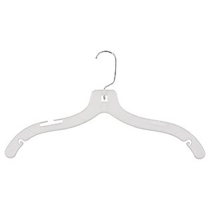 NAHANCO 1508 Plastic Dress Hanger, T-Shirt Weight, 17", Opaque White (Pack of 100)