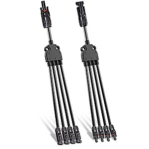 Goupchn Solar Y Branch Connectors 1 Pair Solar Panel Parallel Connectors 1 to 4 Splitter Solar Cable Wire Plug Tool Kit for Solar Panel