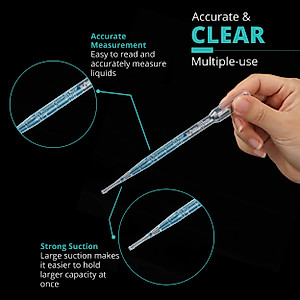 Booberry 3ml Pipettes Droppers 100Pcs Graduated Disposable Eye Dropper for Lip Gloss Essential Oils Calibrated Plastic Make up Tool for Cosmetic Use Laboratory Experiments Transfer