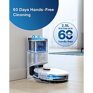 ECOVACS DEEBOT N10 PLUS Robot Vacuum and Mop Combo with Auto-Empty Station, Hands-Free Cleaning for 60 Days, 3800Pa Suction, 330mins Max Run-time, Precision Mapping with Lidar & dToF Sensors, White