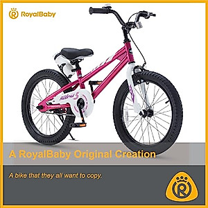 RoyalBaby Freestyle Kids Bike for Boys Girls Childrens Bicycle with Kickstand, 18 Inch Fuchsia