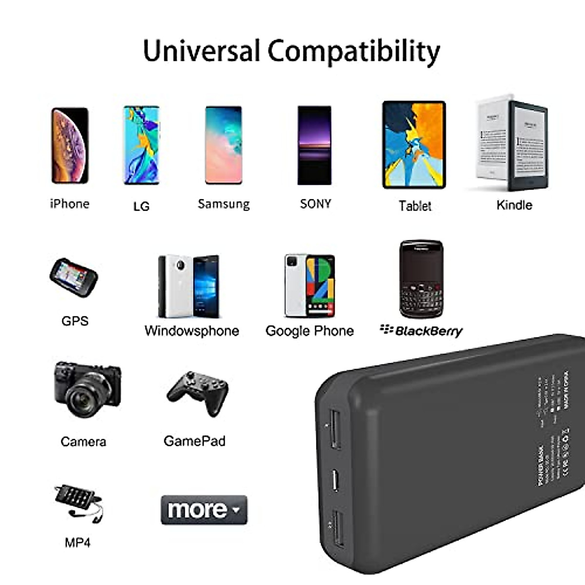 Ayeway Battery Pack 5V 26800mAh Portable Charger Power Bank with Dual outlets & LCD Display,External Battery Phone Charger Compatible with iPhone,Samsung Galaxy and More.(USB C for Input ONLY)