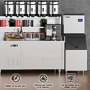 YAAKOV Commercial ice Machines 550LBS/24H with 400LBS Bin Commercial Ice Maker Machine 22" Air Cooled Clear Cube Ice for Restaurant Bar, 110V Dic nie sowim