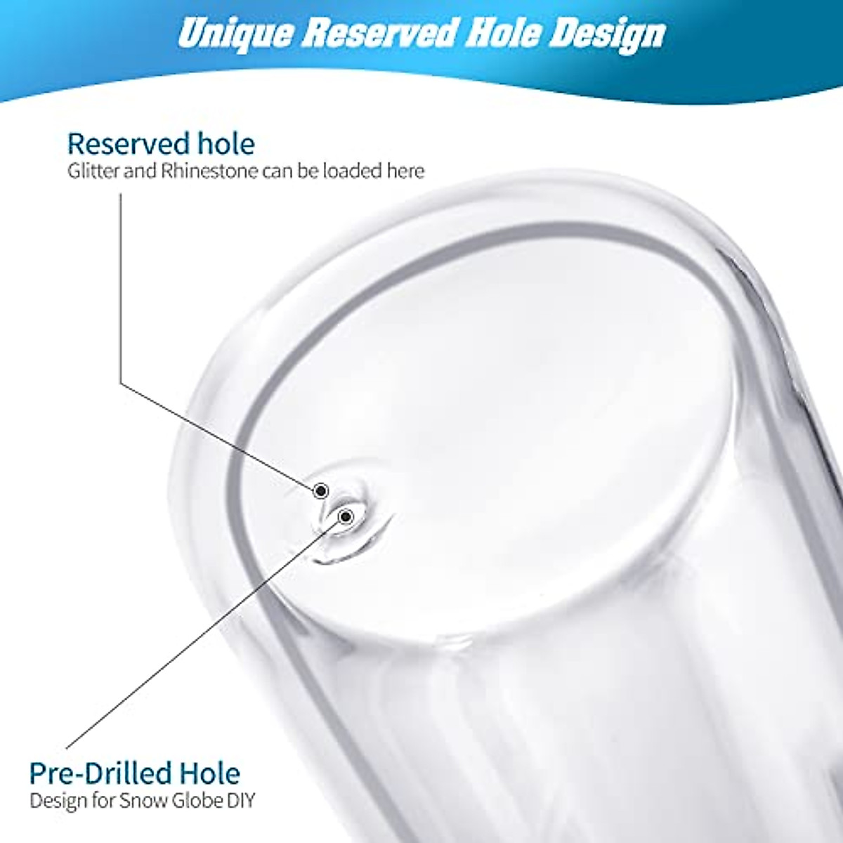 YOUKE OLA 4 Pack Double Wall Glass Cans Blank with Bamboo Lid & Straws, Pre Drilled Beer Can Glass for Snow Globe glitter (Clear 16oz