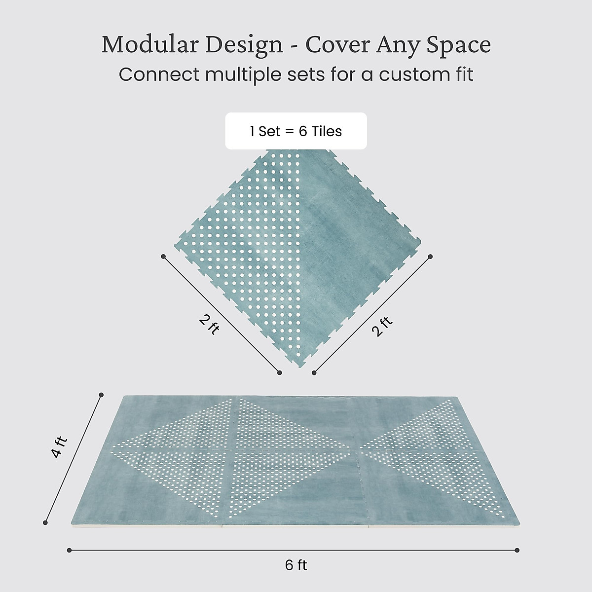 Toddlekind Playmat - Premium Foam Playmat, 4 x 6 feet, 6 Tile Extra Thick Foam Floor Puzzle Mat for Babies/Toddlers Stylish, Non-Toxic, Odorless. Perfect for Tummy Time, Crawling, and Play. Ideal for Nursery and Playroom. 0m+ (Green/Blue)