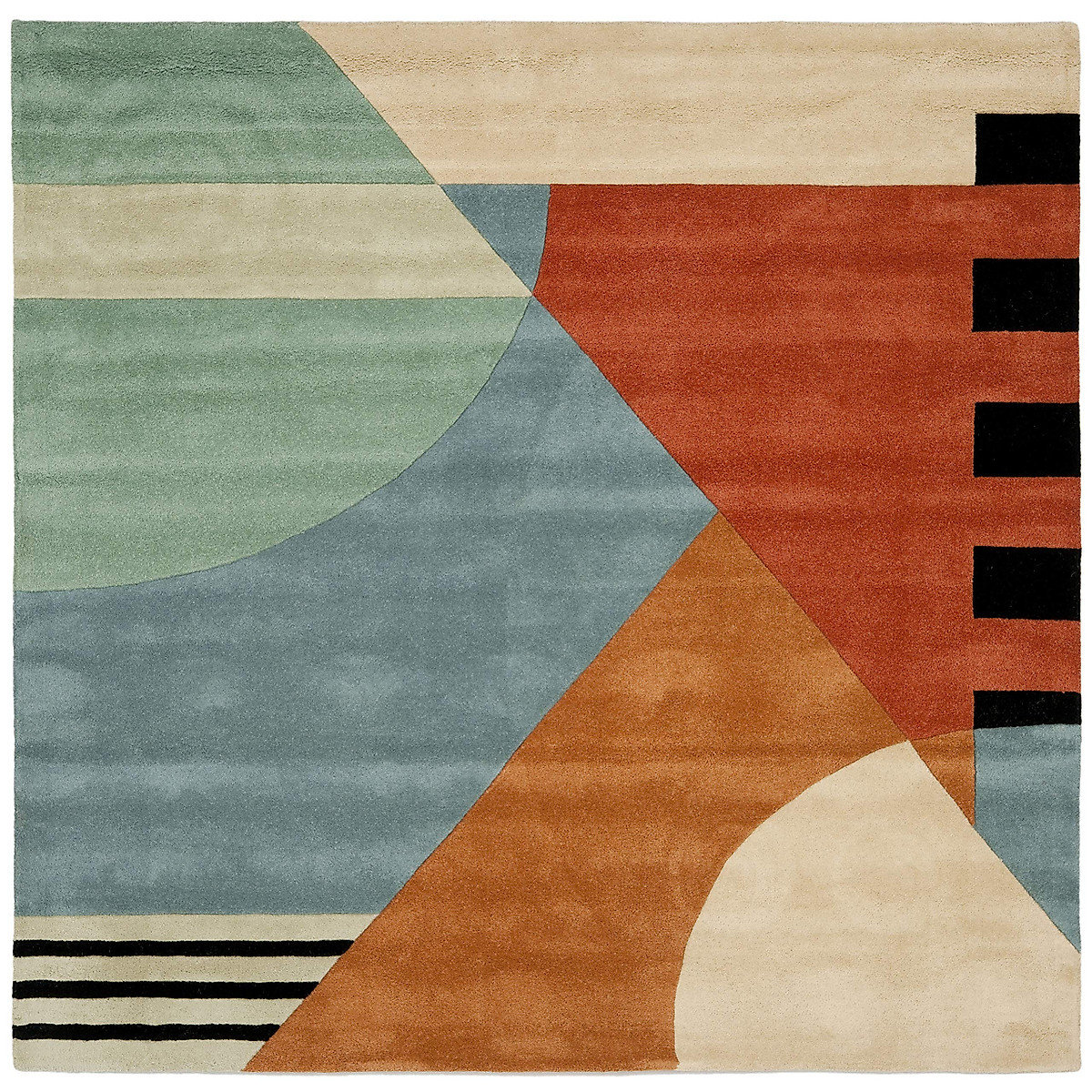 SAFAVIEH Rodeo Drive Collection 10' Square Gold RD863A Handmade Mid-Century Modern Abstract Premium Wool Living Room Dining Bedroom Area Rug