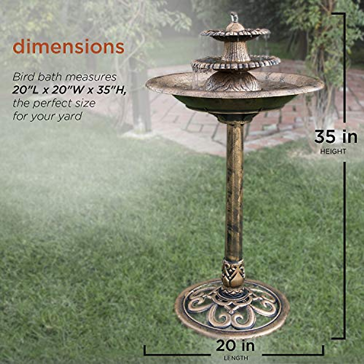 Alpine Corporation TEC106-BZ Alpine Floor Fountain, 35", Bronze