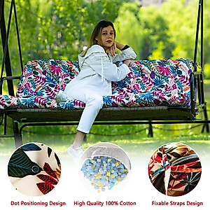 Porch Swing Cushions, Outdoor Seat Cushion, Outdoor Swing Replacement Cushions，Waterproof Bench Cushion with Backrest and Ties for Patio Porch Garden Backyard (Red Oak, 60x 40 x 4 inches)