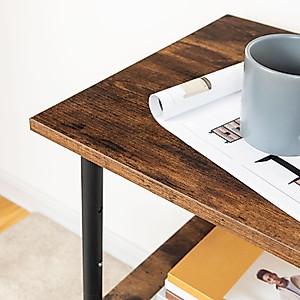 HOOBRO Printer Stand,3-Tier Adjustable Table Printer Cart on Wheels, Heavy Duty Storage Machine Rack for Home Office, Rustic Brown and Black BF03PS01