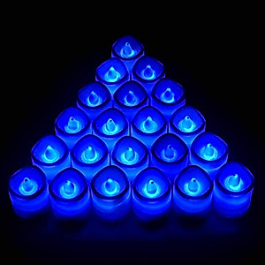 Rakumi LED Candles, Flameless LED Tea Lights, Battery Operated LED Votive Candles for Valentine's Day Wedding Birthday Party, 24 Packs (Blue)