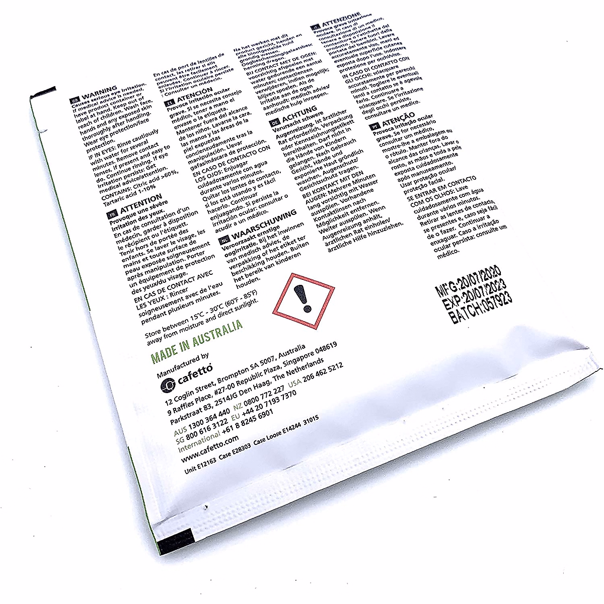 Cafetto Restore Espresso Machine Descaler, Coffee Machine Cleaning Powder for Use In Organic Systems (4 Single Use Packets)