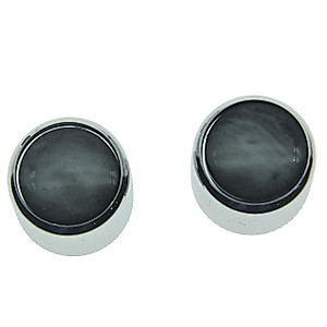 KAISH Set of 2 Black Pearl Top Guitar Dome Knobs with Set Screw for Tele Guitars Black Pearl Cap Bass Chrome Knobs