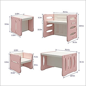 BanaSuper Kid's Table and 2 Chairs Set Plastic Activity Table for Toddlers Children Desk Ideal for Arts & Crafts Snack Time Homeschooling Homework Gift for Boy & Girl(Pink with 2 Chairs Set)