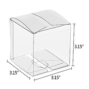25/50/100 Packs Clear Gift Boxes, Clear PVC Plastic Boxes Transparent Packing Box Favor Square Boxes for Thanksgiving, Christmas, Wedding, Party, Birthday, Candy, Coffee & Tea, Jewelry