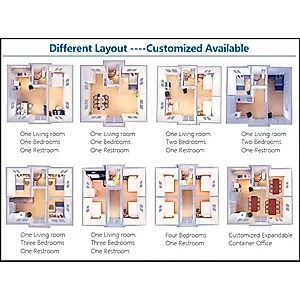 Expo Groups Foldable 20/40FT prefab House, Exquisitely Designed Modern 4 Bedroom, 1 Living Room, 1 Full Equiped Bathroom and Kitchen, Villa Prefab House, Custom Pre-Wired (40FT)