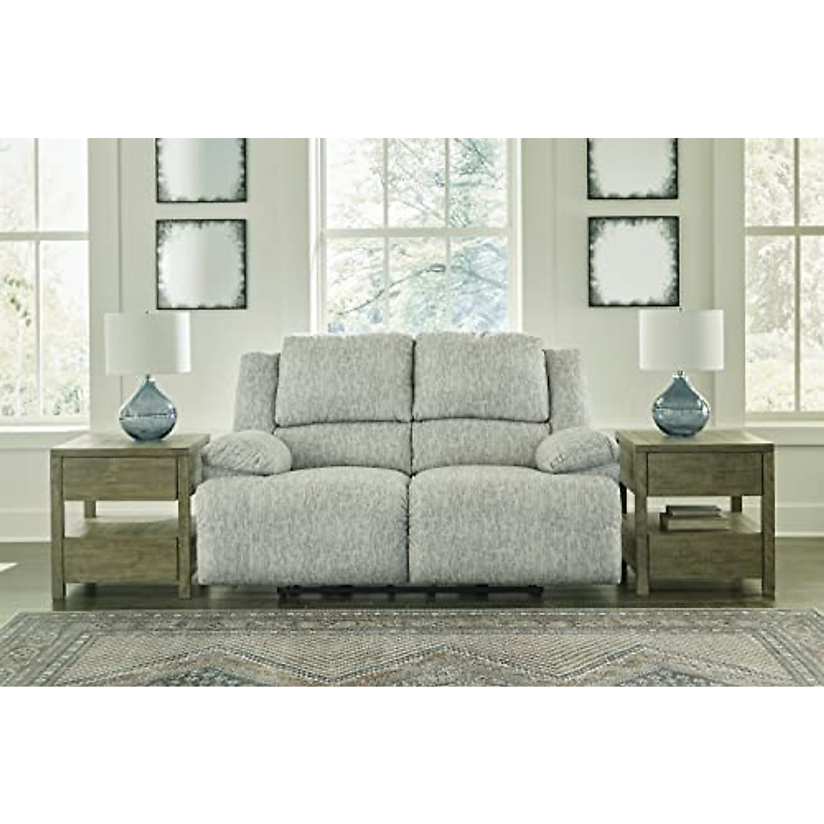 Signature Design by Ashley McClelland Transitional Reclining Loveseat, Light Gray