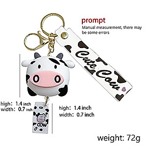 Sviiok SHANGPIN Cow Keychain,Farm Gift,Car Accessories,Cute Print Decor for Women Car Keys, White, 9 * 5