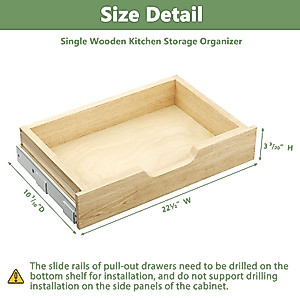 LOVMOR Soft Close Wood Pull Out Cabinet Organizer 22½” W x 10 ³/₁₀” D, Slide Out Cabinet Organizer with Full Extension Rail Slides Pull Out Drawer for Wall Cabinets and Pantry