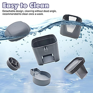 Apatal Hanging Automatic Rabbit Food and Water Dispenser for Cage, Gravity Bunny Pellet Feeder Plastic Small Animal Feeding & Watering Supplies for Ferret Puppy Kitten Guinea Pig Crate (Gray)