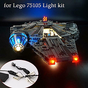 toyofmine Light Set Led Light kit Compatible for Lego 75105 (Star Wars Millennium Falcon) ,Building Blocks Model, (NOT Included The Model)