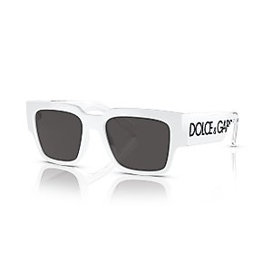 Dolce & Gabbana DG 6184 331287 White Plastic Square Sunglasses Grey Lens