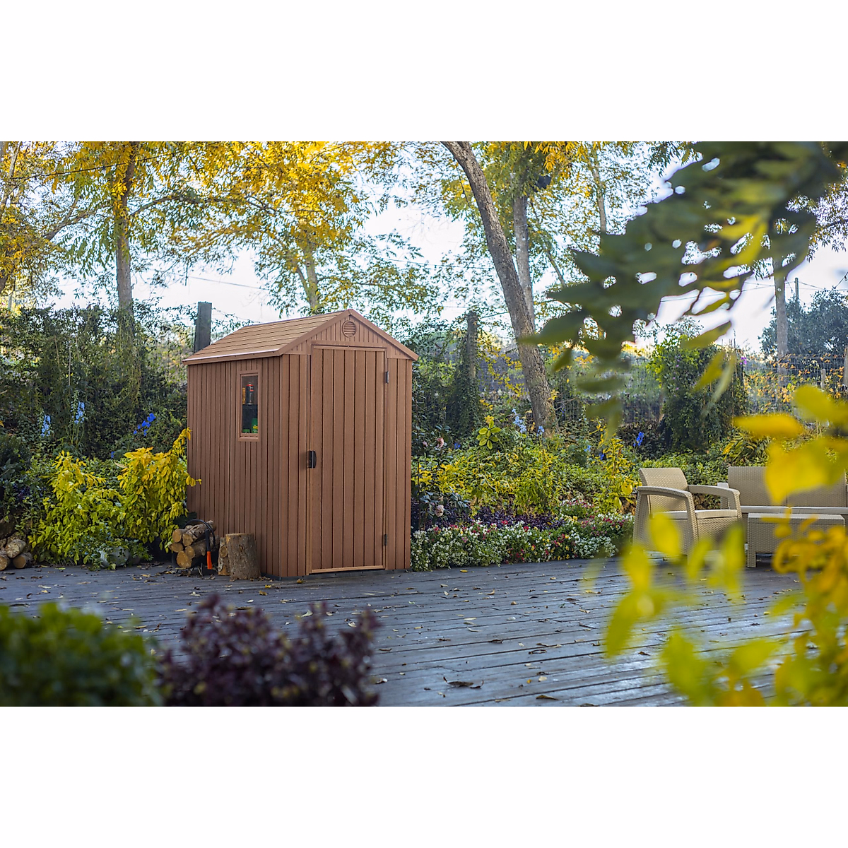 Keter Darwin 4x6 Resin Outdoor Storage Shed Kit-Perfect to Store Patio Furniture, Garden Tools Bike Accessories, Beach Chairs and Lawn Mower, Brown