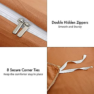 MUXHOMO Caramel Duvet Cover Full Size, Soft Cooling Brushed Microfiber Duvet Cover Set 3 Pieces with Zipper Closure, 1 Comforter Cover 80x90 inches and 2 Pillow Cases (No Comforter)