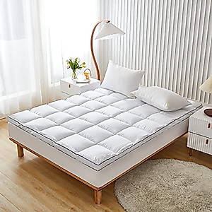 Twin Size Mattress Pad Topper - Extra Thick Quilted Fitted Mattress Protector Pillow Cotton Top with 21" Deep Pocket for 8-24 inches Mattress,Soft and Breathable Bed Topper Cover