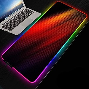 Color Hexagon Honeycomb Pattern RGB LED Gaming Mouse Pad,LED Mouse Pad with 14 Lighting Modes, Non-Slip Rubber Base USB Computer Mousepad for Gamer,Office and Home 11.81"x35.43"