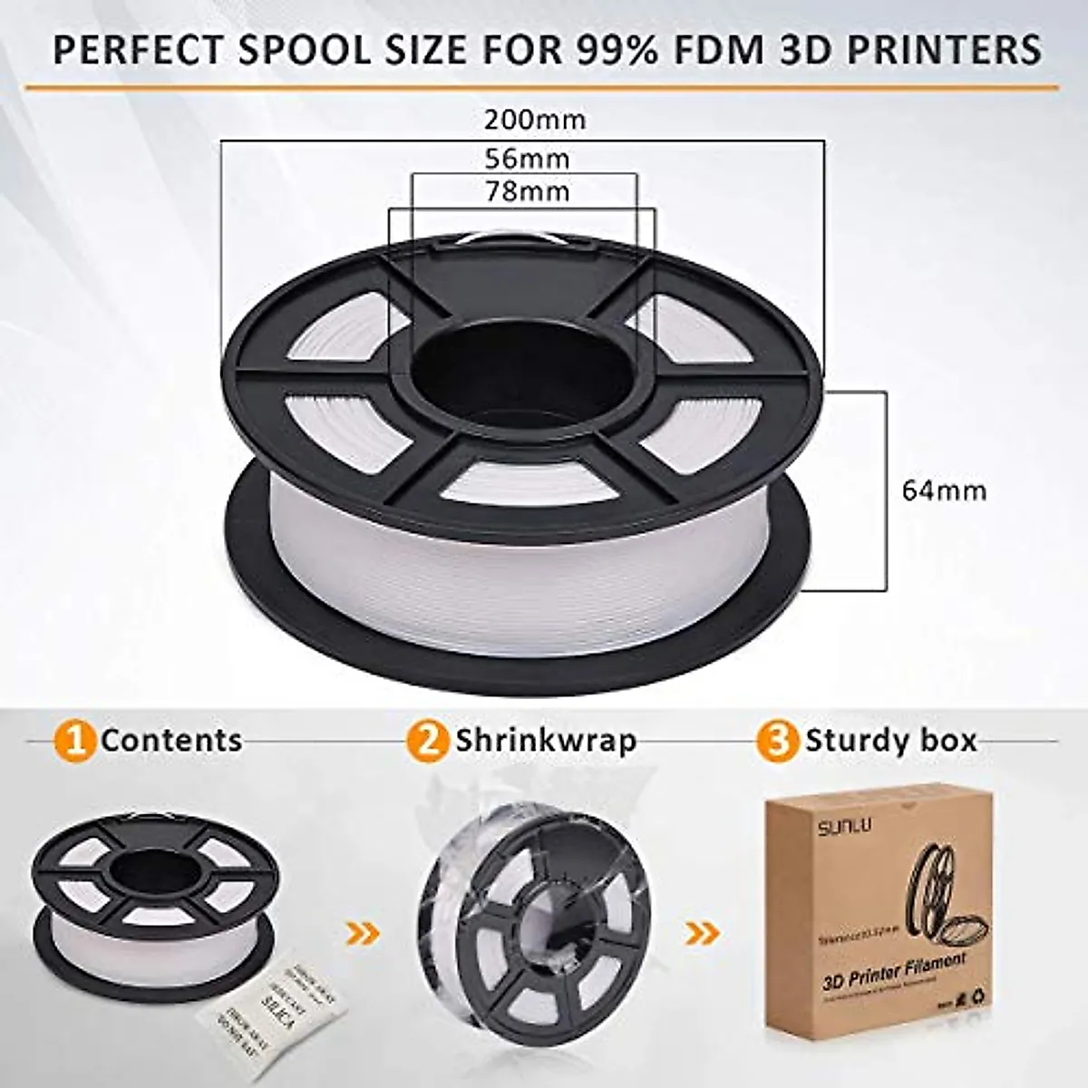 SUNLU PLA 3D Printer Filament, PLA Filament 1.75 mm Dimensional Accuracy +/- 0.02 mm, 1 KG Spool, PLA White+Purple