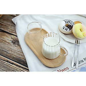 CHOOLD Elegant Wave Shaped Glass Creamer Coffee Milk Creamer Pitcher/Serving Pitcher/Sauce Pitcher/Milk Creamer Jug for Kitchen 8.5 oz, Set of 2