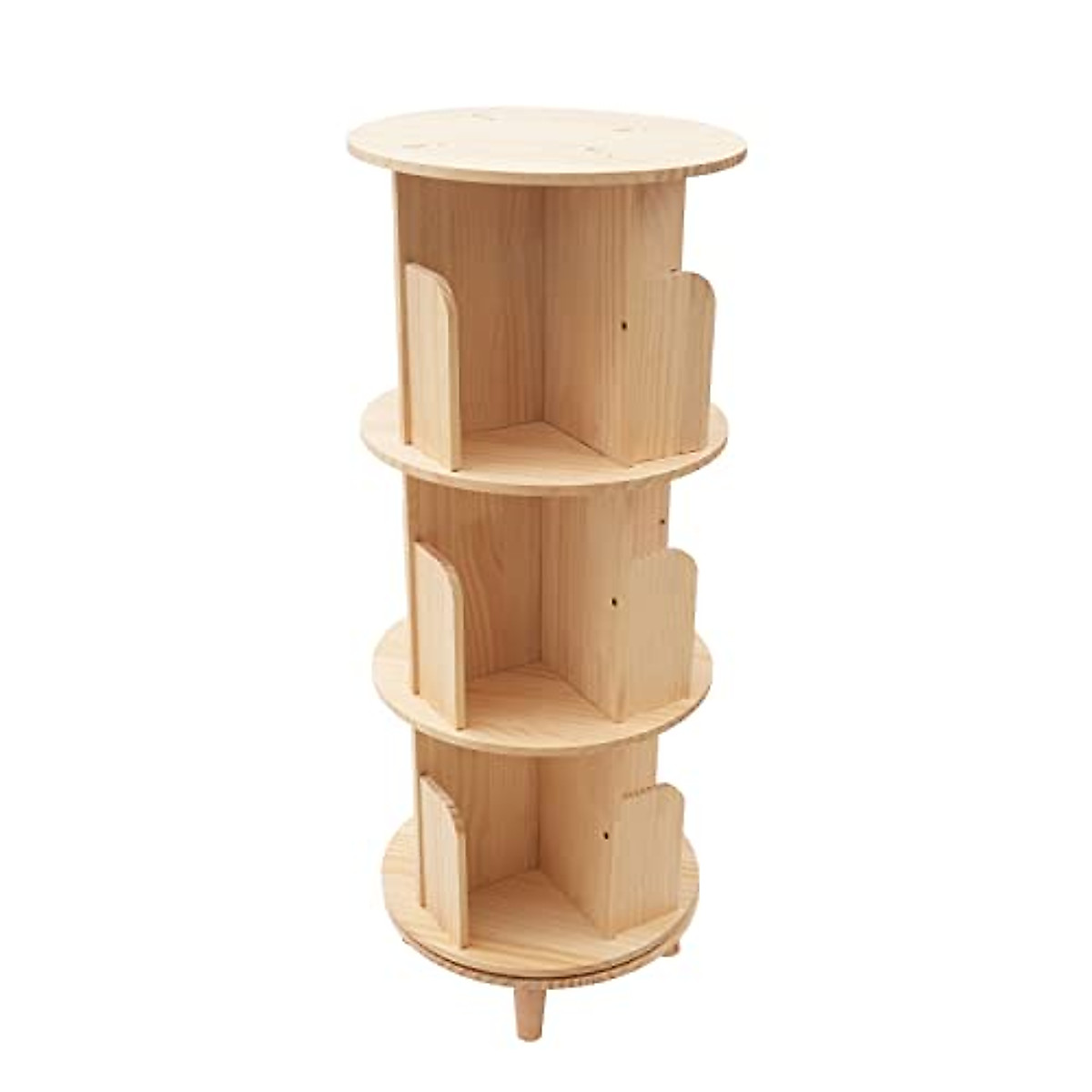 OCASAMI 3 Tier Rotating Bookshelf 360 Display Floor Standing Shelves Bookshelf Book Storage for Kids&Adults, Wood Bookshelf Organizer, Cornerbookshelf, Space Saving(40"x18"x18")
