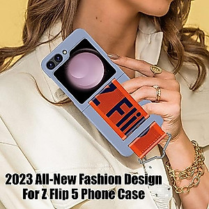 For Galaxy Z Flip 5 Case with Strap, Nylon Hinge Protection Hard PC Z Flip 5 Case with Adjustable Hand Strap Ring For Women Men, Shockproof Slim Protective Cover for Samsung Galaxy Z Flip 5 5g 2023