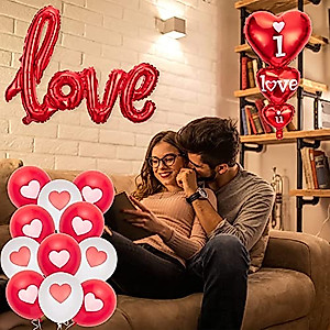 40 Inch Large Love Foil Balloons Banner, Material for Wedding Bridal Shower Anniversary Engagement Party Decorations Supplies (Red)