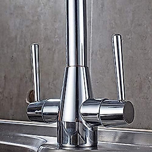 Kitchen & Bath Fixtures Taps Faucet,Double Bowl of Hot and Cold Water Mixed Copper Plating Faucet